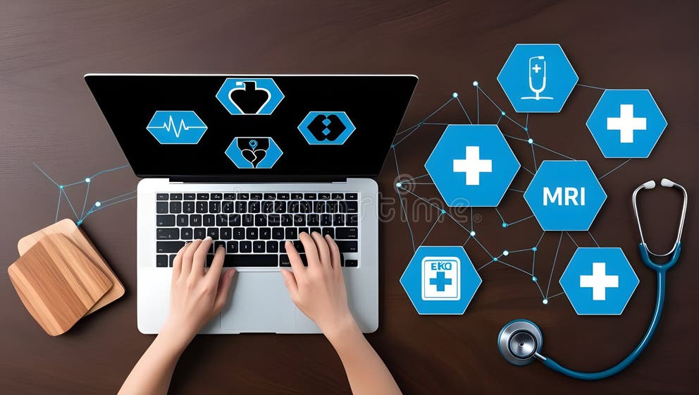 Digital Composite Image Featuring a Top-down View of a Workspace with a ...