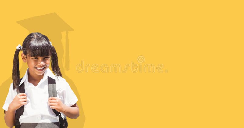 Digital Composite Image of Girl Carrying Bag with Graduate Shadow in ...
