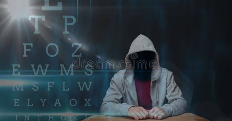 Digital Composite Image of Hacker with Letters Stock Photo - Image of ...
