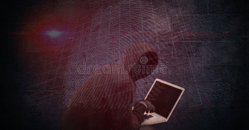Hacker with thumb print stock illustration. Illustration of ...