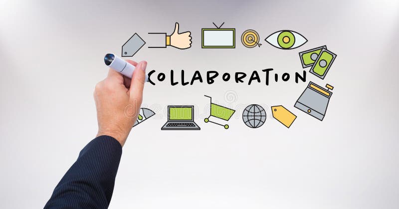 Collaboration Icons Set For Business With Black And White Illustration ...