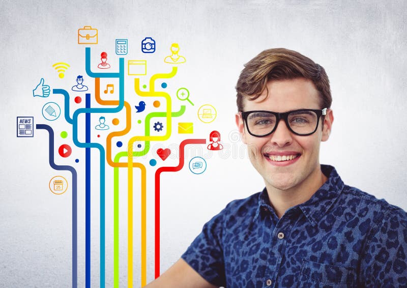 Digital Composite Image of Man with Socializing Concept Stock Image ...