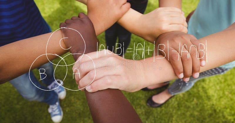 Digital Composite Image of Math Equation Over Friends Holding Hands ...