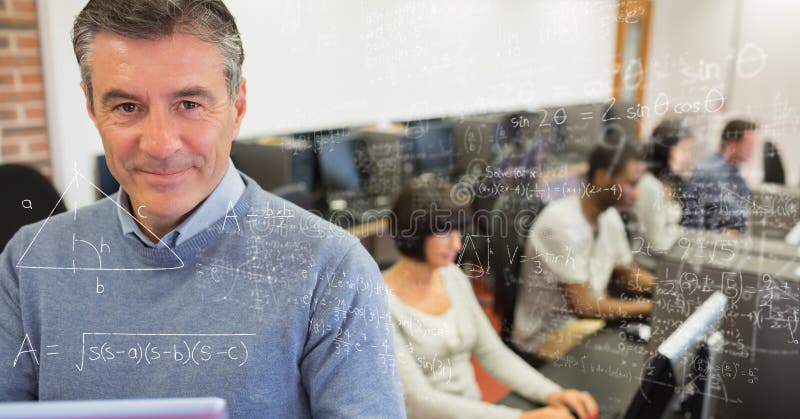 Digital Composite Image of Math Equation with Smiling Business People ...