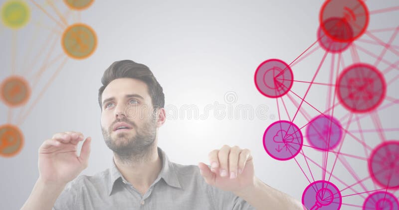 Digital Composite Image of Businessman with Technologies Looking at IOT ...