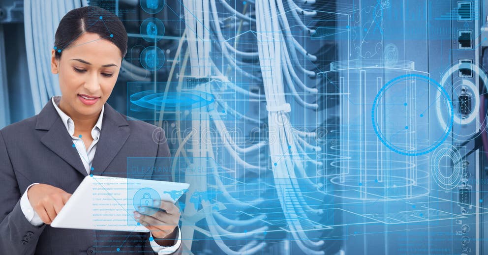 Digital Composite Image of Using Digital Tablet Stock Illustration ...