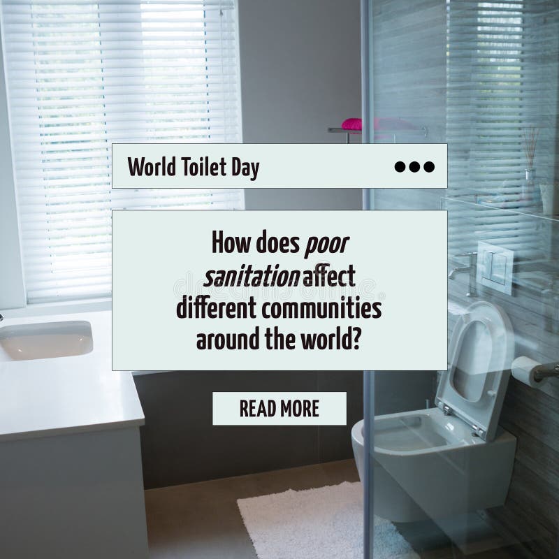 Digital Composite Image of World Toilet Day Text with Question in Clean ... Digital Composite Image of World Toilet Day Text with Question in Clean ...