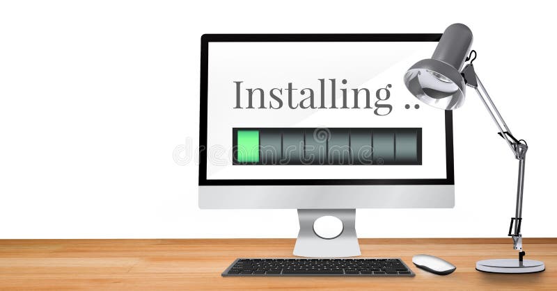 Installing Progress Status Power Bar on Computer Stock Illustration ...