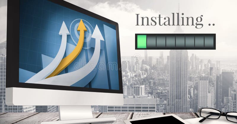 Installing Progress Status Power Bar on Computer Stock Illustration ...