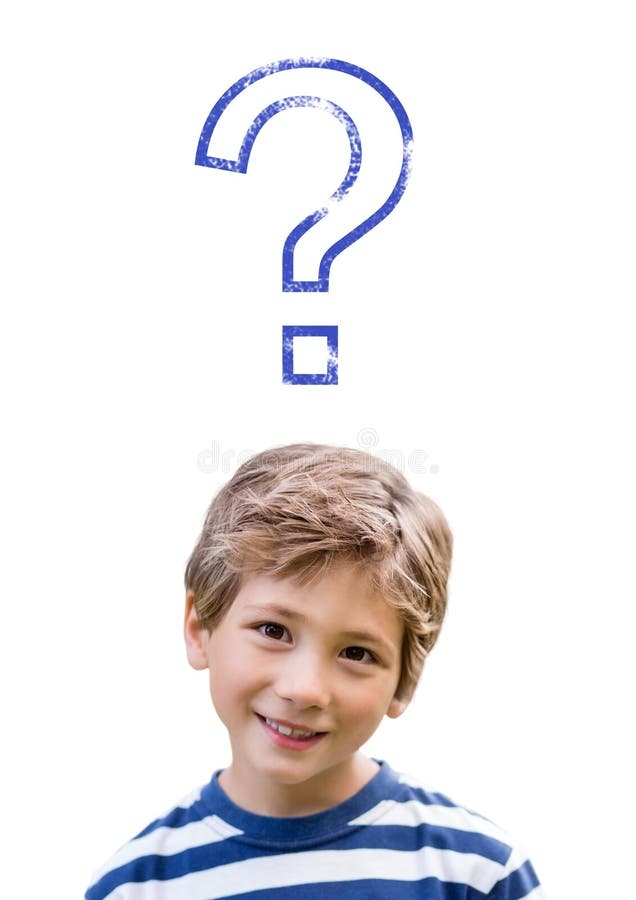 Kid Boy with Stencil Question Mark Stock Photo - Image of girls ...