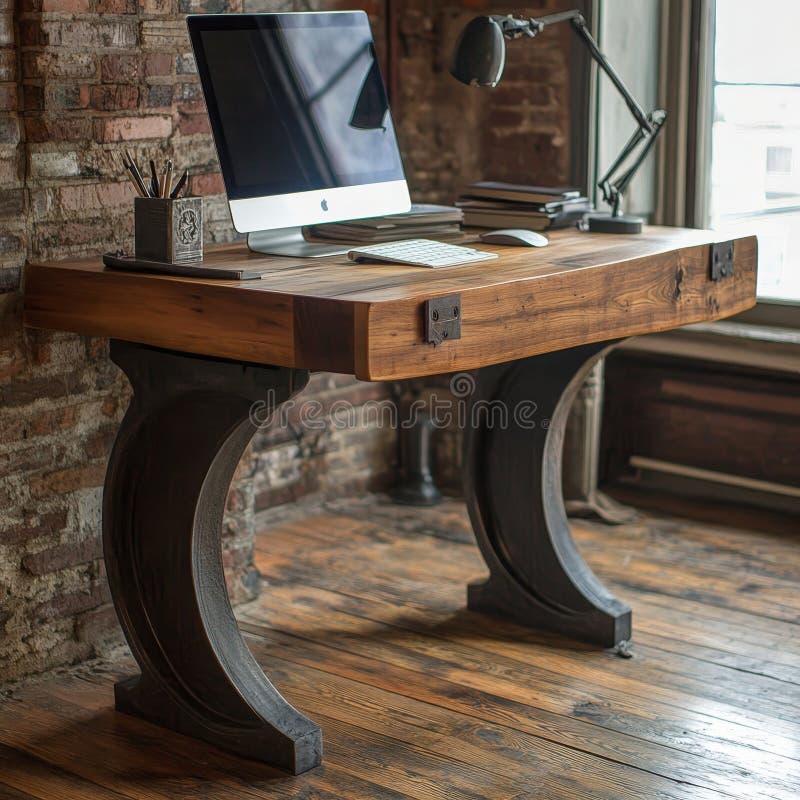 Digital Composite of Laptop on Desk in Office with Mock Up Screen ...