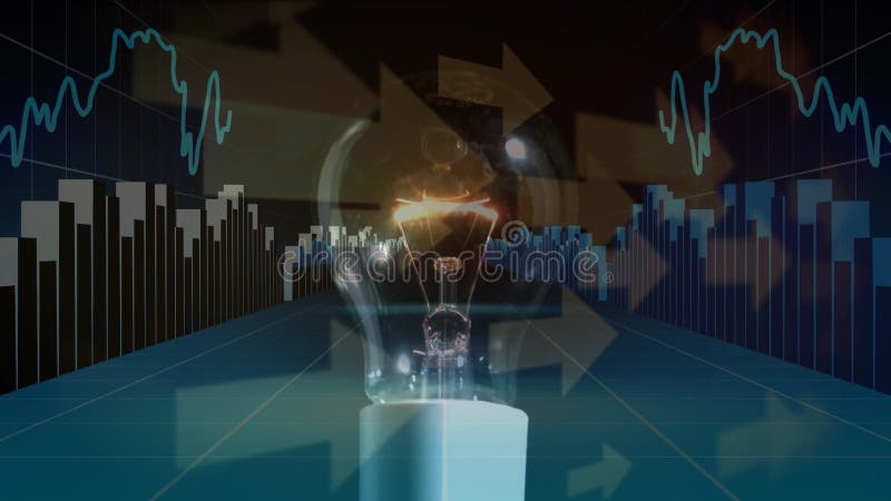 Light Bulb with Graphs and Statistics Stock Footage - Video of finance ...