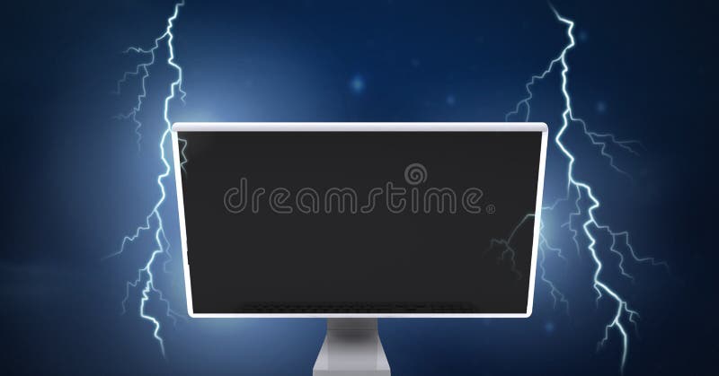 Lightning Strikes and Computer Stock Illustration - Illustration of ...