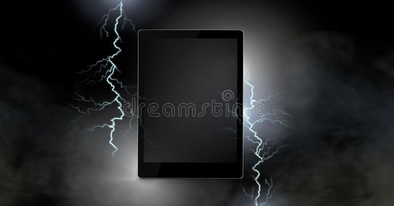 Lightning Strikes and Tablet Stock Illustration - Illustration of page ...