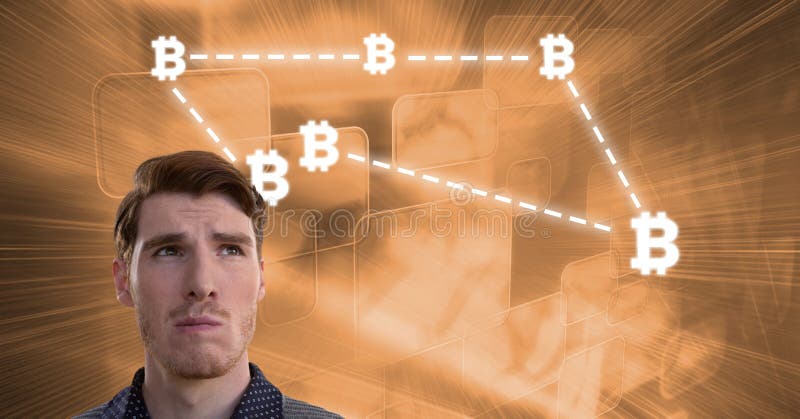Man with Bitcoin Technology Information Interface Stock Photo - Image ...