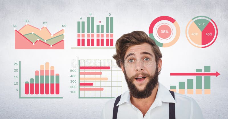 Man with Colorful Chart Statistics Stock Photo - Image of grey ...