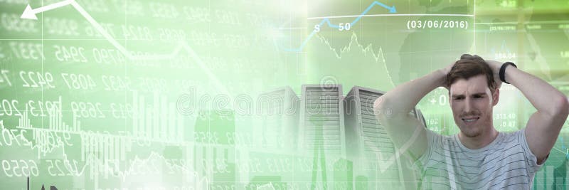 Man with Computer Servers and Technology Information Interface ...