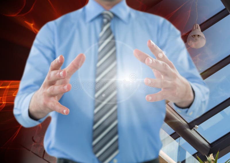 Man Holding and Interacting with Transition Effect Stock Photo - Image ...