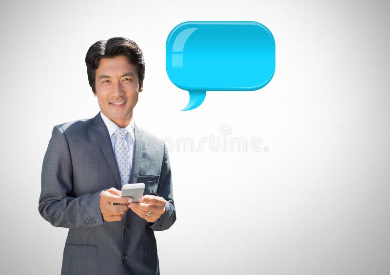 Man on Phone with Shiny Chat Bubble Stock Image - Image of background ...