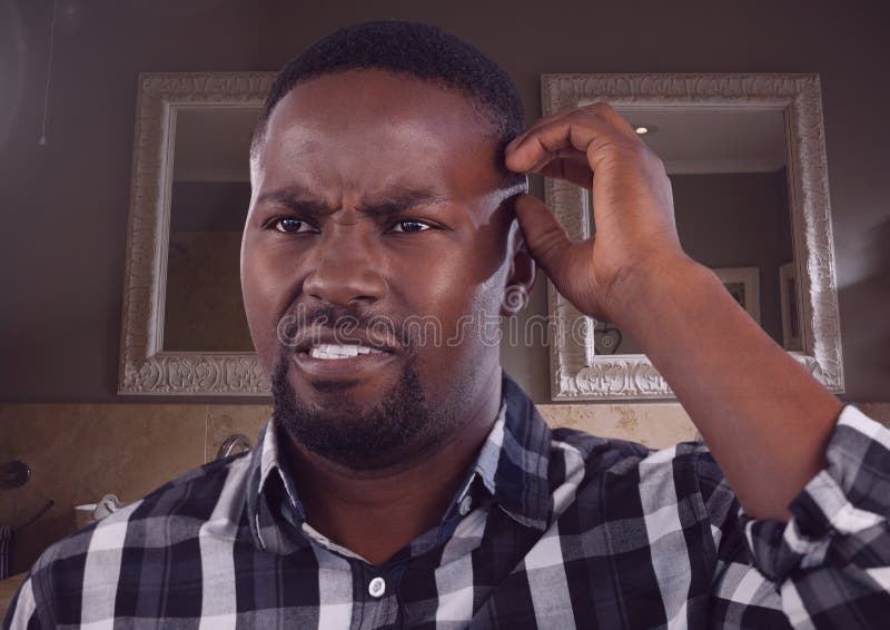 Man Thinking Hard and Confused with Mirrors Stock Photo - Image of ...