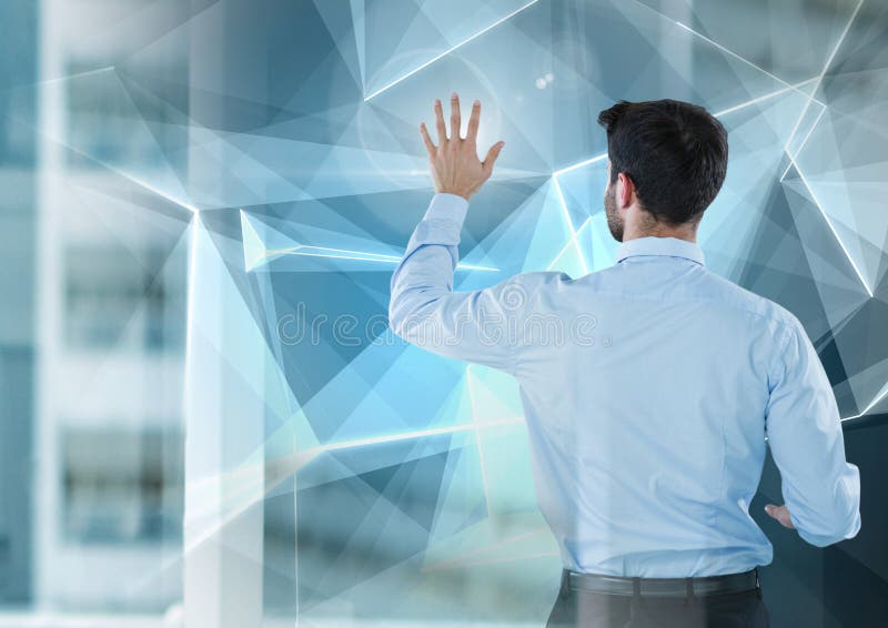 Man Touching and Interacting with Transition Effect Stock Image - Image ...