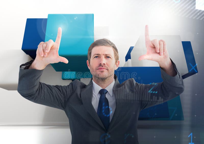 Man Touching and Interacting with Transition Effect Stock Image - Image ...