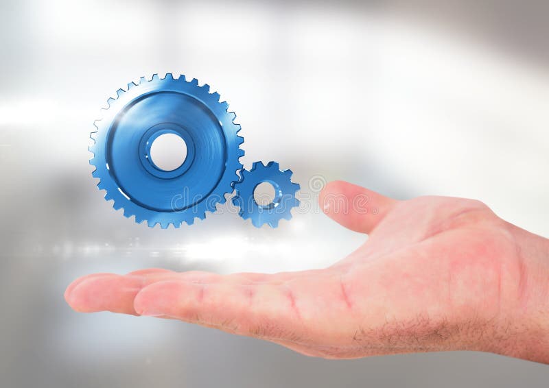 Open hand with cog gears stock photo. Image of career - 100267526