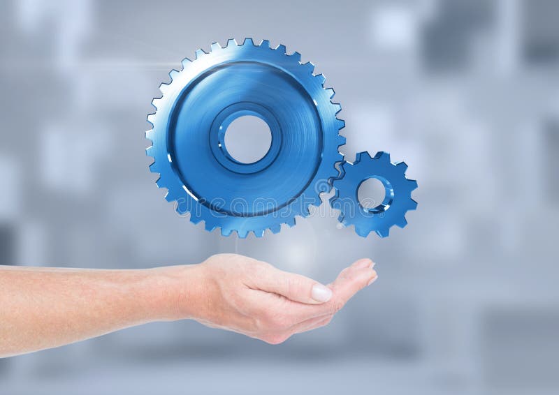 Open hand with cog gears stock photo. Image of white - 100268790