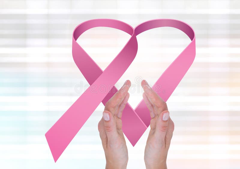Open Hands with Pink Ribbon for Breast Cancer Awareness Stock Image ...