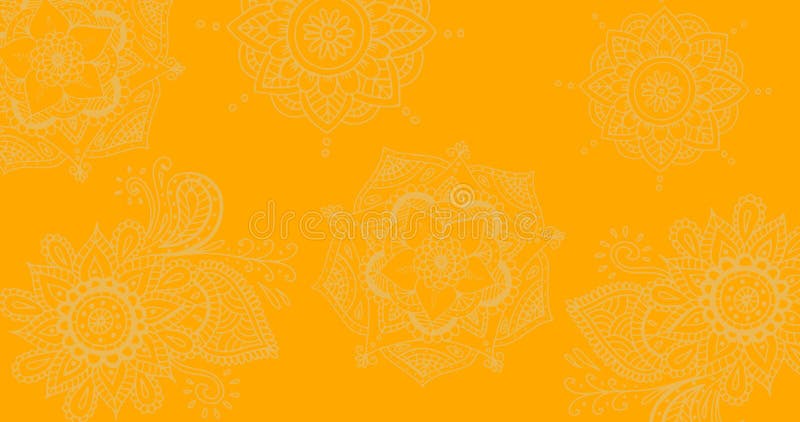 Digital Composite of Pastel Abstract Rangoli Patterns on Yellow ...
