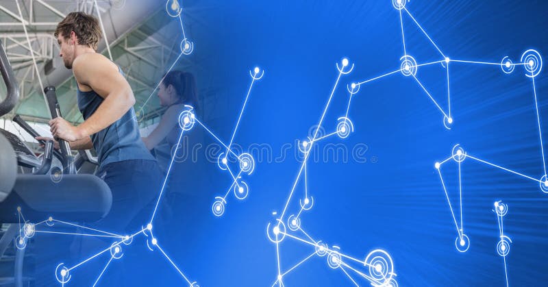 People on Cross Trainers with Blue Smart Tech Transition Stock Photo ...