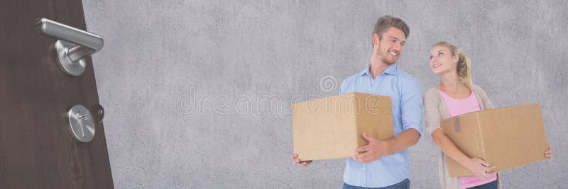 People Moving Boxes into New Home Stock Photo - Image of cardboard ...
