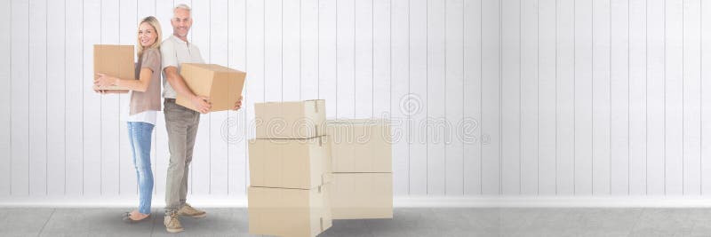 People Moving Boxes into New Home Stock Image - Image of adult ...