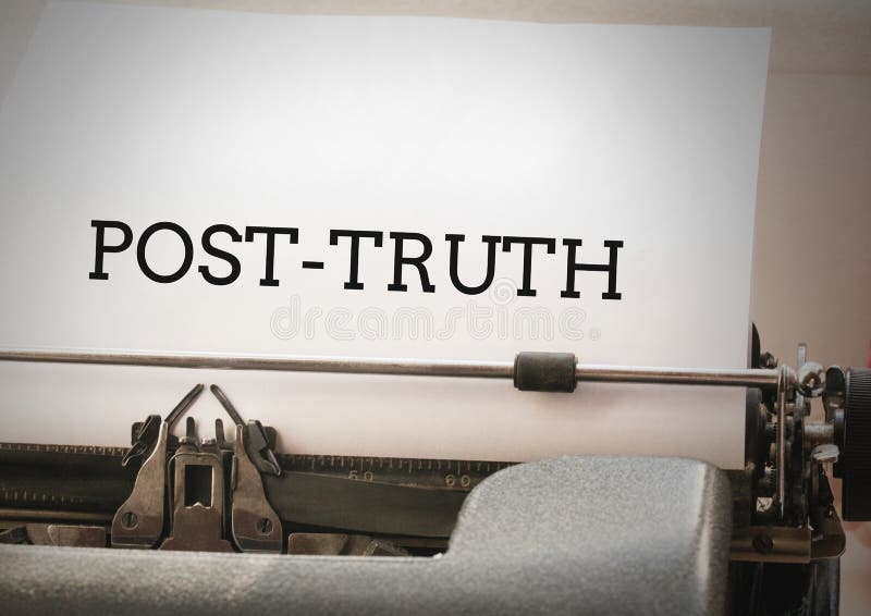 Post-truth Text on Newspaper Over Map of the World Stock Illustration ...