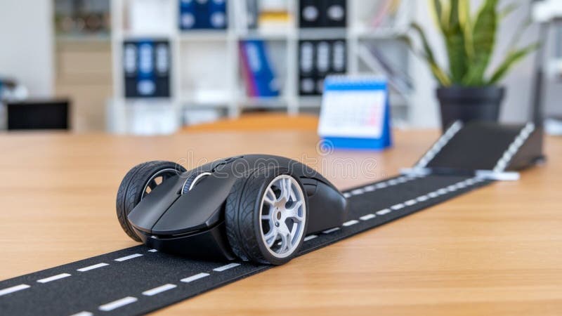 Computer Mouse Car Business. Computer Mouse with Car Wheels Stock ...