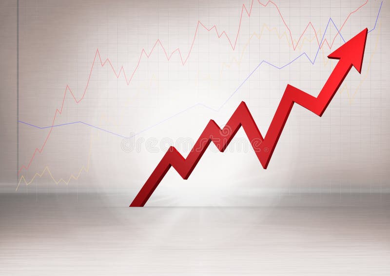 Red Jagged Arrow Pointing Up Stock Illustration - Illustration of generated, cloudy: 37368200