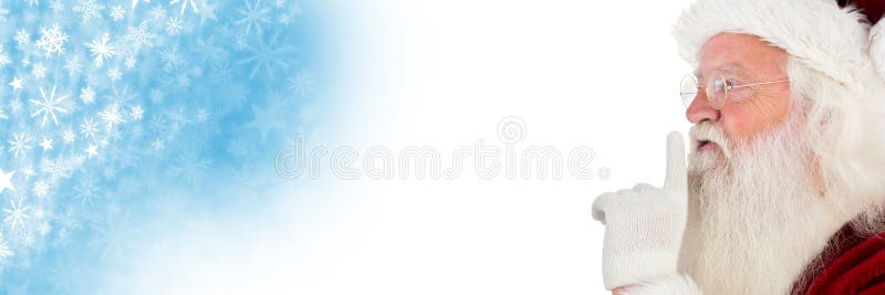 Santa Hushing Quiet and Snowflake Christmas Pattern and Blank Space ...