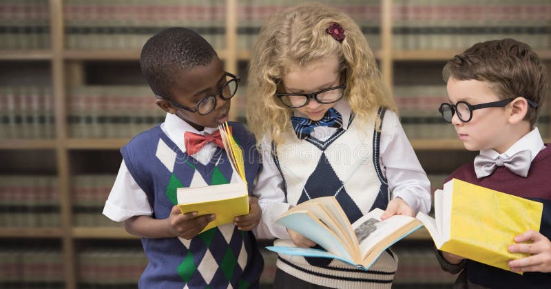 School Children in Education Library Stock Image - Image of learning ...