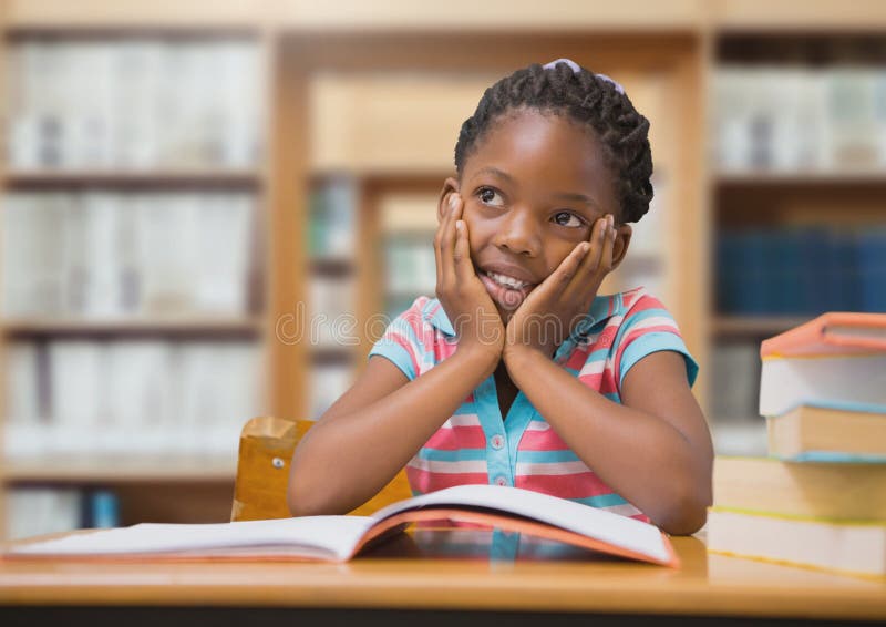 School Girl in Education Library Stock Photo - Image of lesson ...