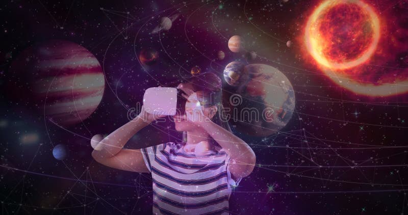 Digital Composite of Science Composition Woman Watching the Universe ...