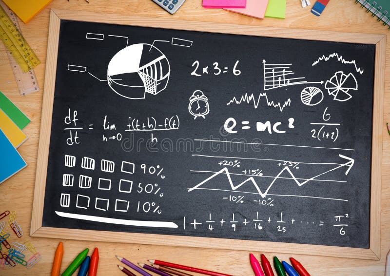 Science Diagrams on Blackboard Stock Image - Image of pencils ...