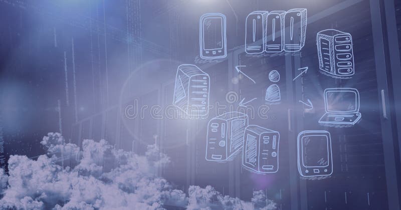 Servers Network Doodle Being Drawn by Businessman Stock Photo - Image ...