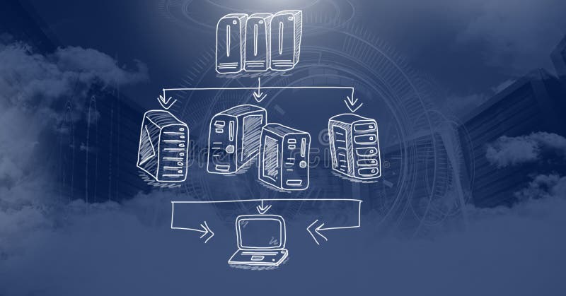 Servers Network Drawing Doodles Stock Illustration - Illustration of ...