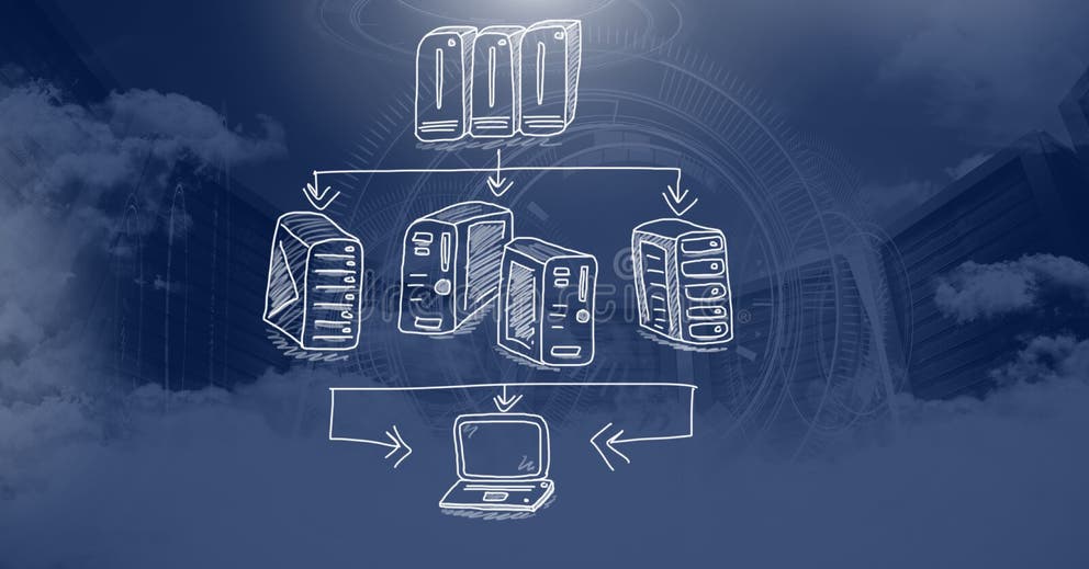 Servers Network Drawing Doodles Stock Illustration - Illustration of ...