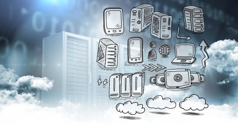 Servers Network Drawing Doodles Stock Illustration - Illustration of ...