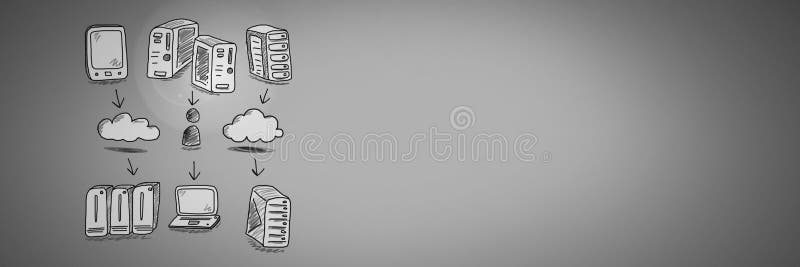 Servers Network Drawing Doodles Stock Illustration - Illustration of ...