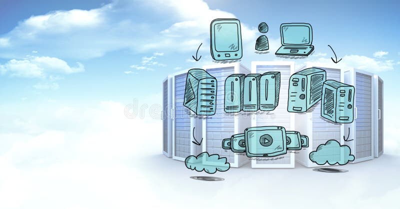 Servers Network Drawing Doodles Stock Illustration - Illustration of ...