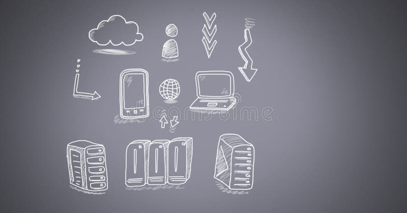 Servers Network Drawing Doodles Stock Illustration - Illustration of ...