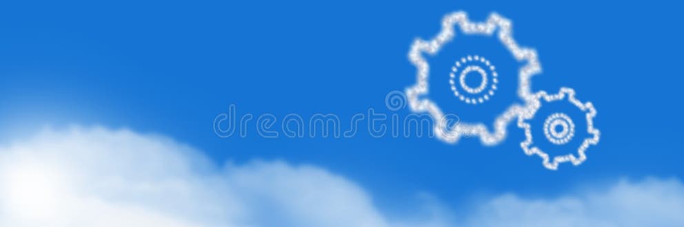 Settings Cogs Cloud Icons with Sky Stock Illustration - Illustration of ...