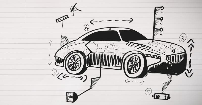 Sketch of car hand drawing stock photo. Image of research - 118854954